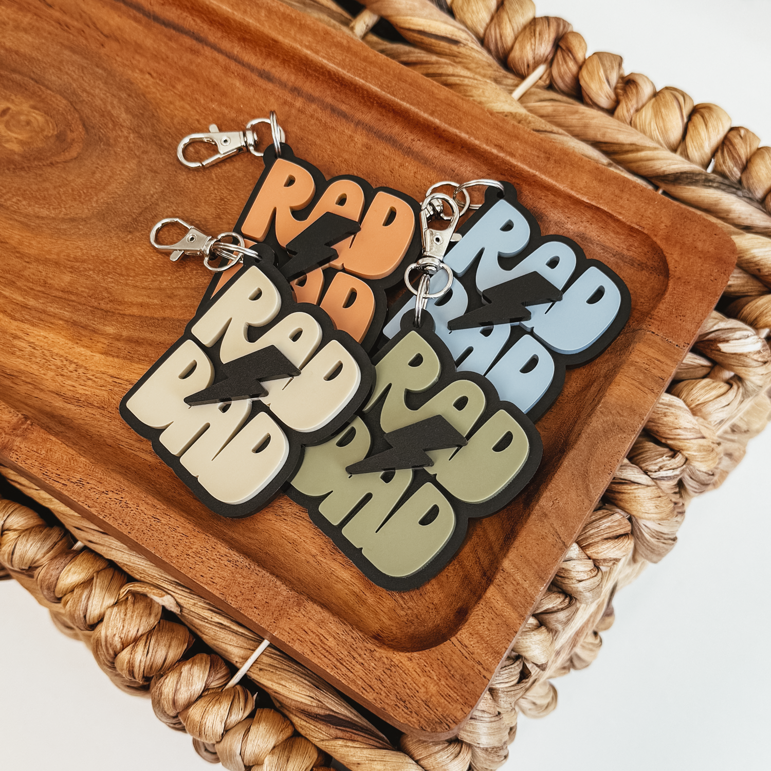 3D Acrylic Rad Dad Lightening Bolt Keychain – Knotty Design Co.