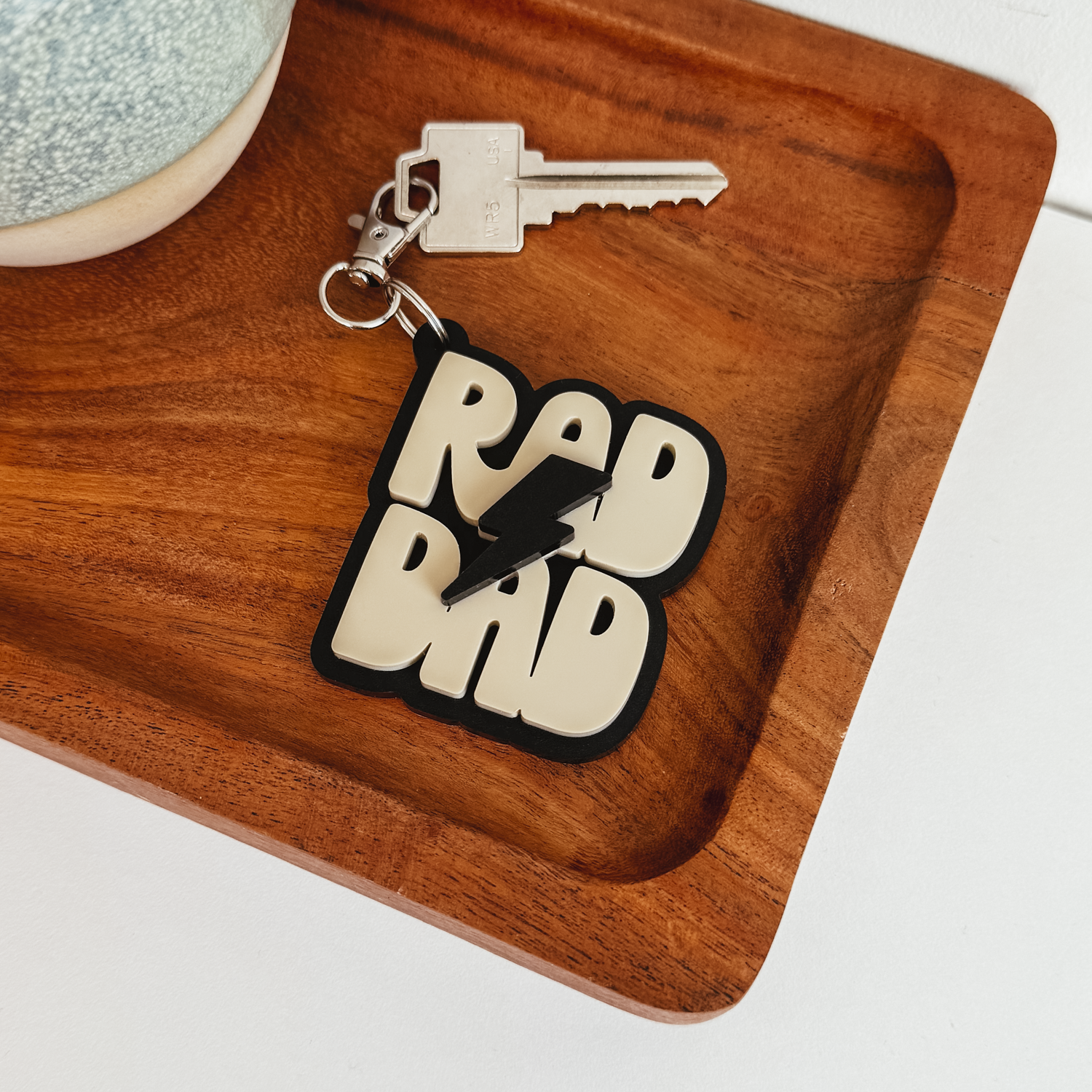 3D Acrylic Rad Dad Lightening Bolt Keychain – Knotty Design Co.